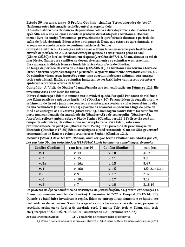 Aula 19 - O Profeta Obadias | PDF