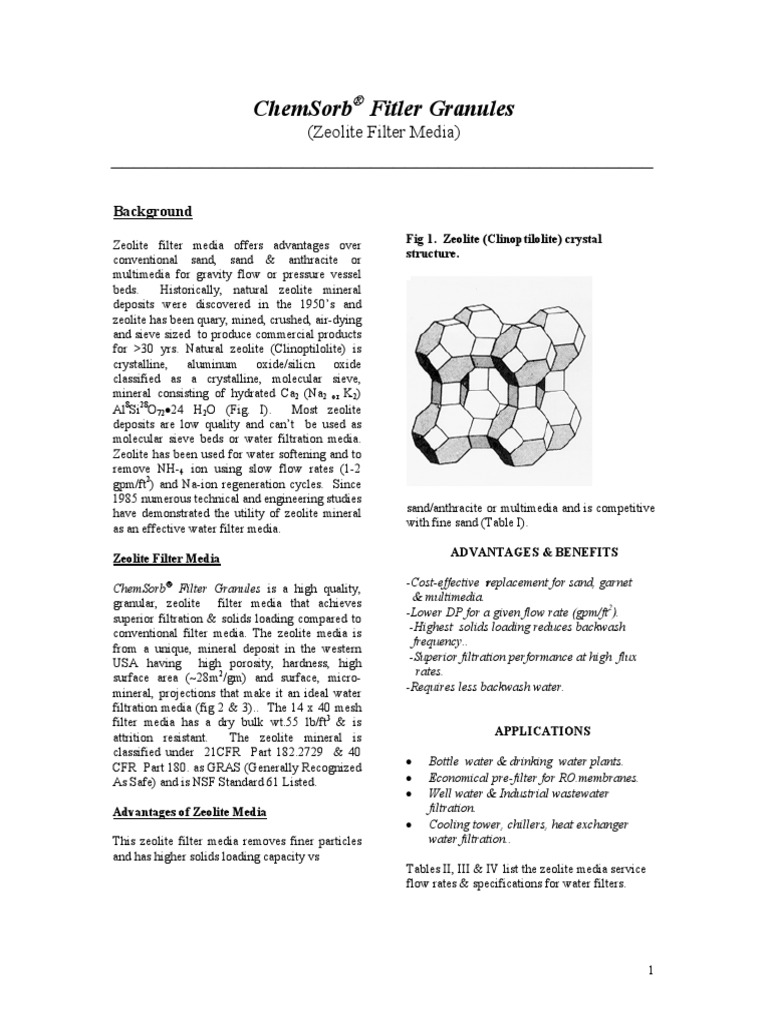 ChemSorb | PDF | Filtration | Zeolite