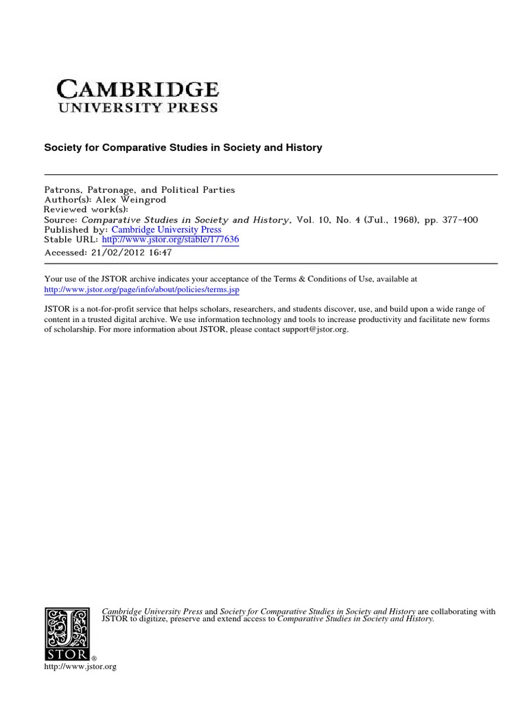 Patronage Dynamics in Political Systems | PDF
