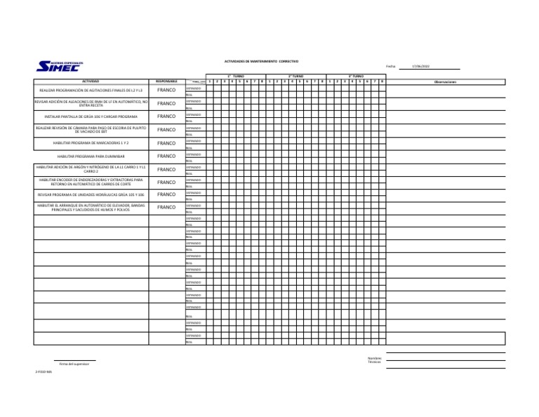 Formato Mantto Correctivo | PDF
