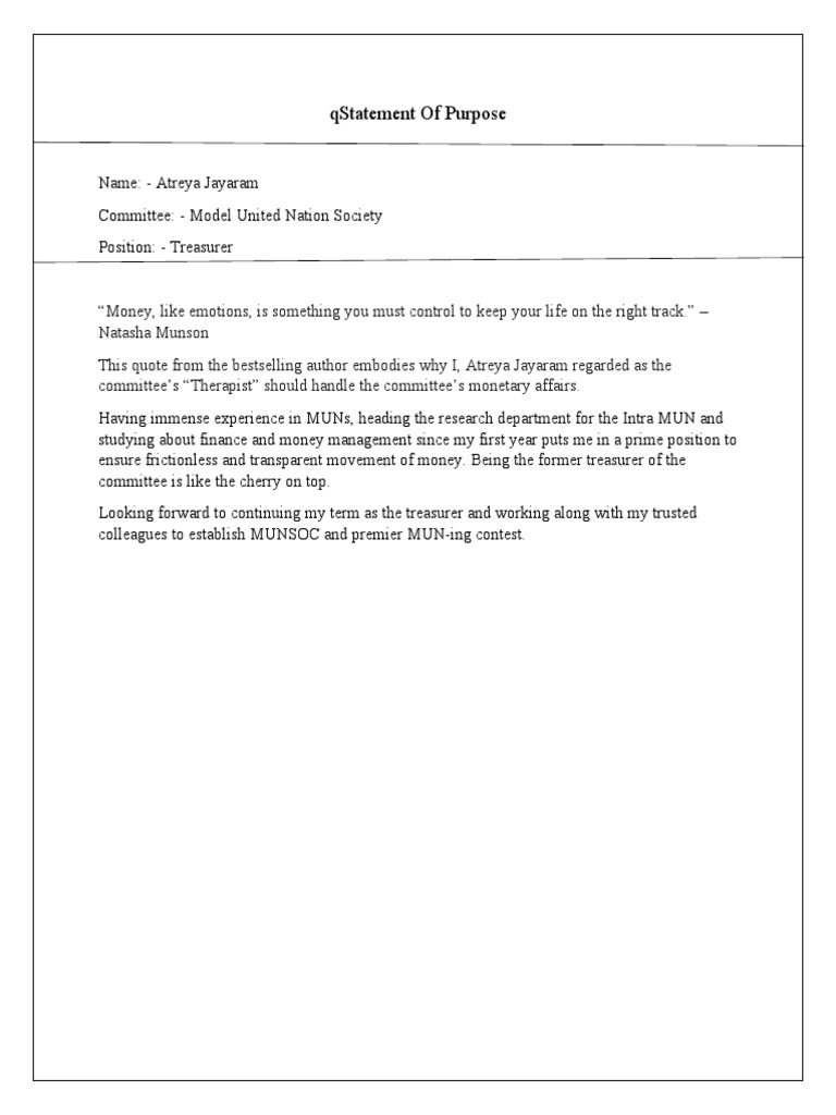 Statement of Purpose - Atreya Jayaram | PDF | Self-Improvement | Science & Mathematics