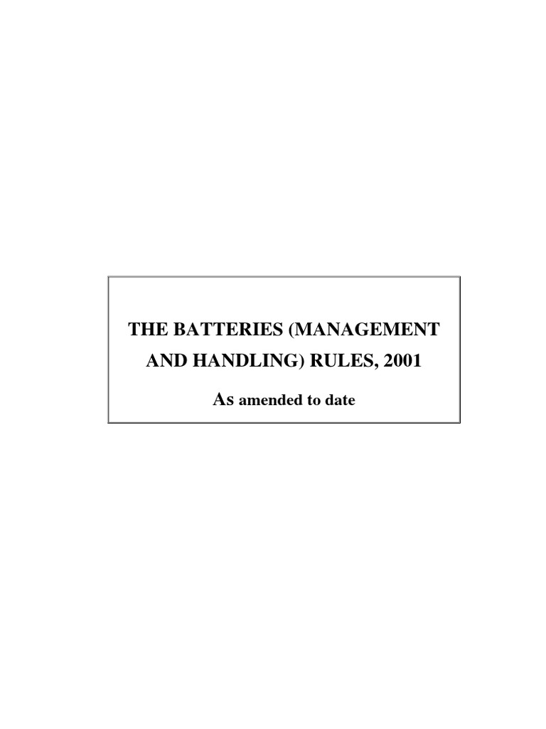 Battery Management & Handling Rules 2001 | PDF | Waste | Waste Management