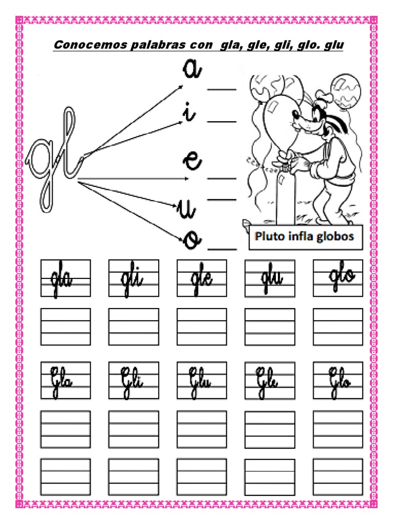 Actividades con sílabas gla, gle, gli, glo, glu | PDF | Artes del ...