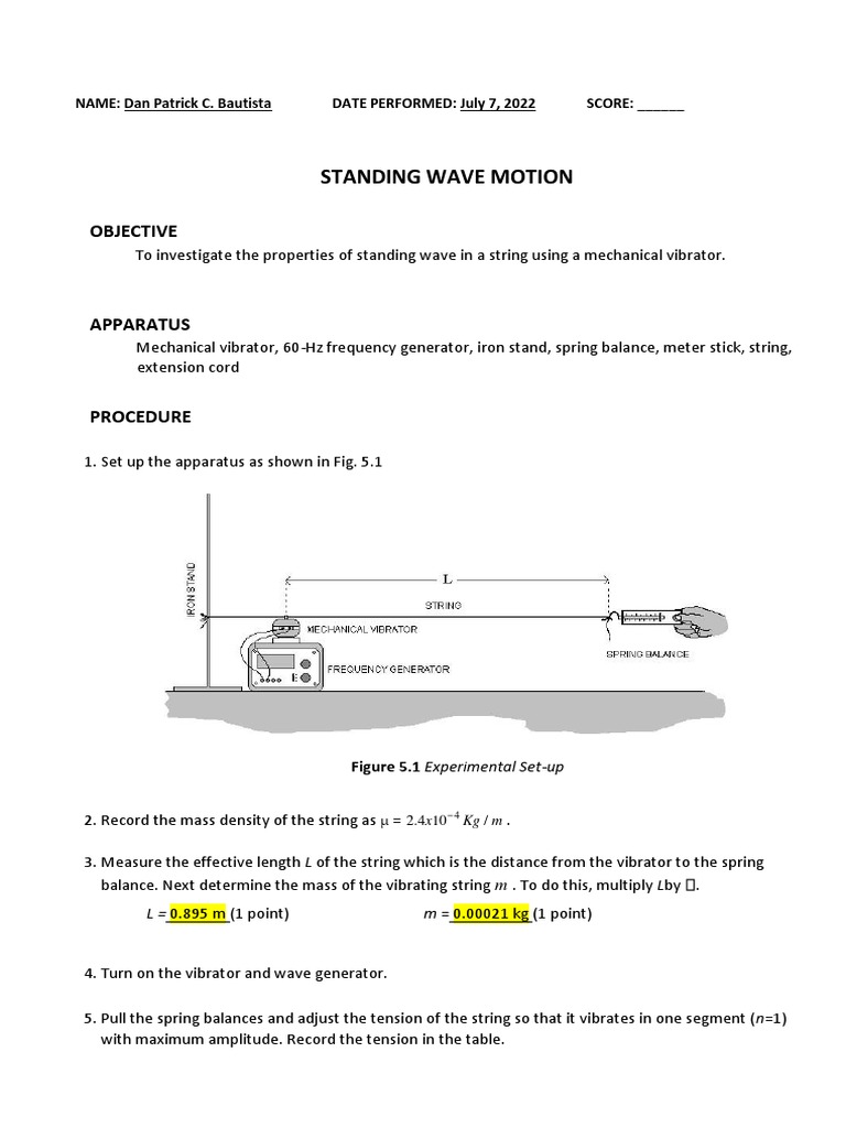 Standing Wave Motion in Strings Experiment | PDF | Teaching Methods ...