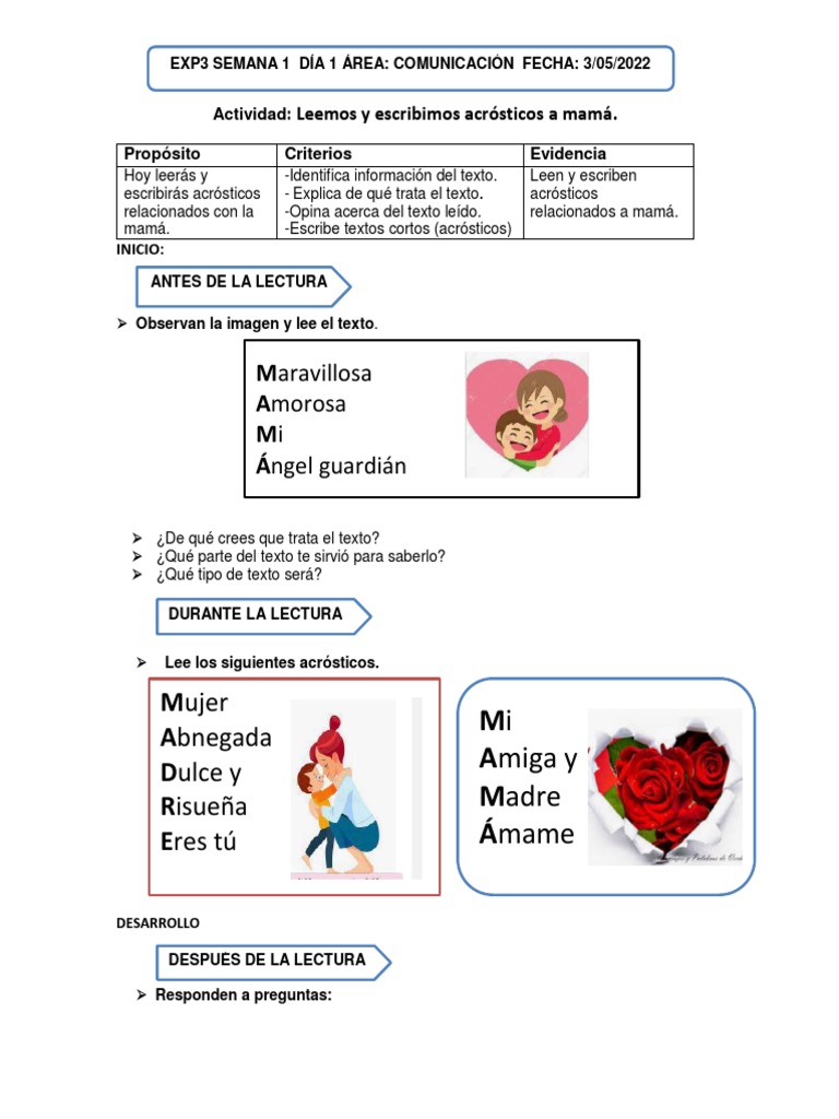 Acrósticos Cortos para Mamá | PDF | Artes del Lenguaje y Comunicación ...