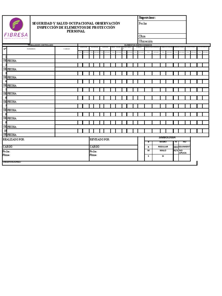 Check List Epp | PDF | Seguridad y salud ocupacional