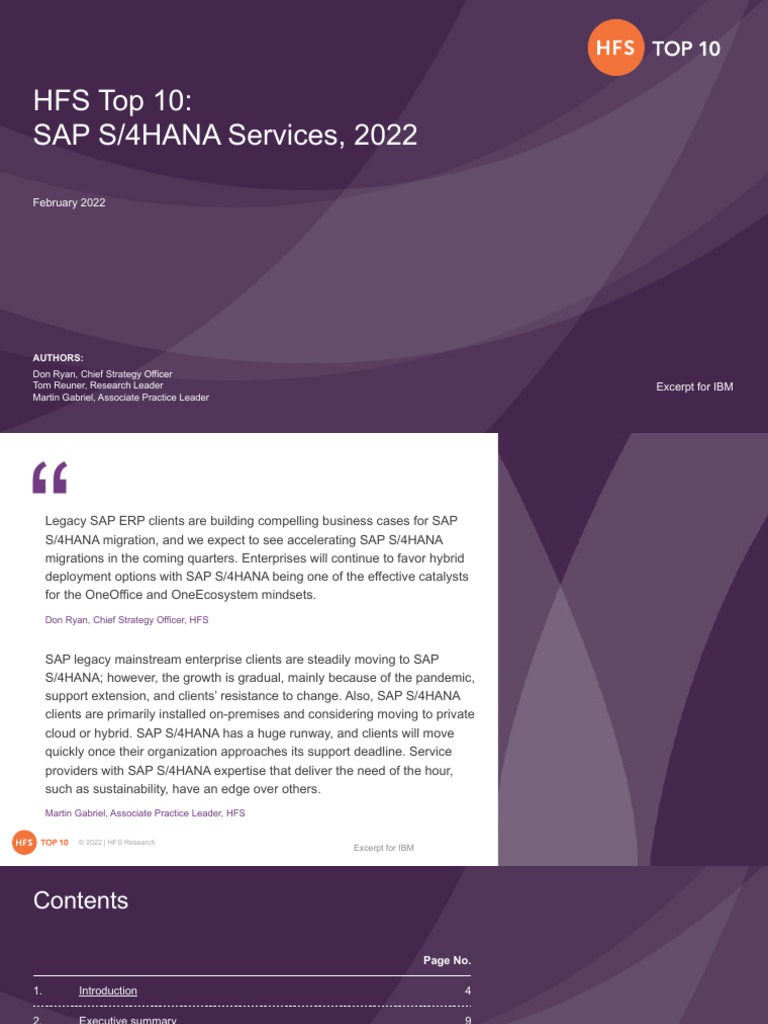 Hfs Top 10 - Sap S - 4hana Services, 2022 | PDF | Enterprise Resource ... Hfs Top 10 - Sap S - 4hana Services, 2022 | PDF | Enterprise Resource ...