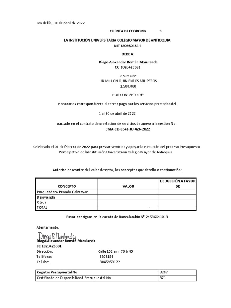 Diego Alexander Román Marulanda | PDF | Presupuesto | Economias