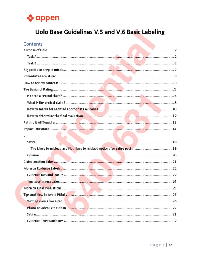 Uolo Base Guidelines v.5 and v.6 Basic Labeling | PDF | Satire | Evidence