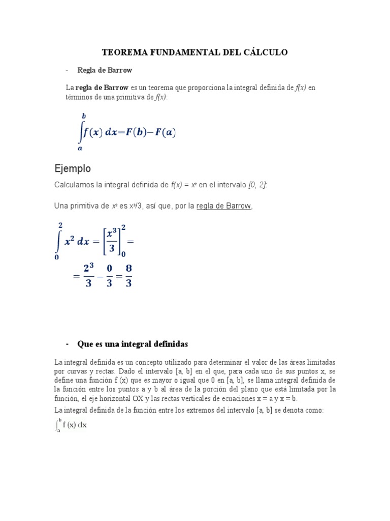 Teorema de la Integral y Regla de Barrow | PDF | Integral | Cálculo