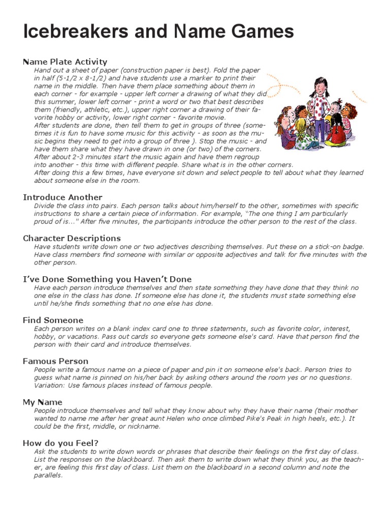 Icebreakers and Name Games | PDF