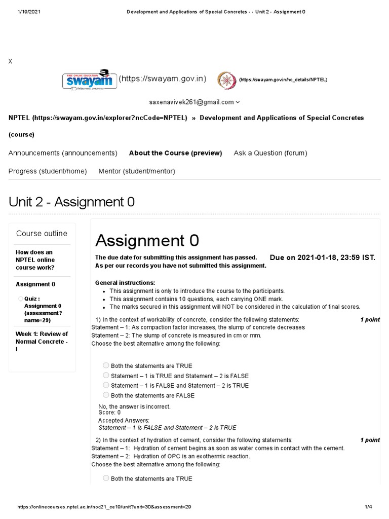 Development and Applications of Special Concretes - Unit 2 - Assignment ...
