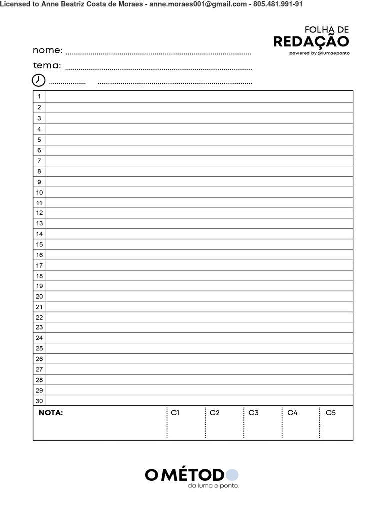 Folha de Redação Luma e Ponto - Método LP | PDF