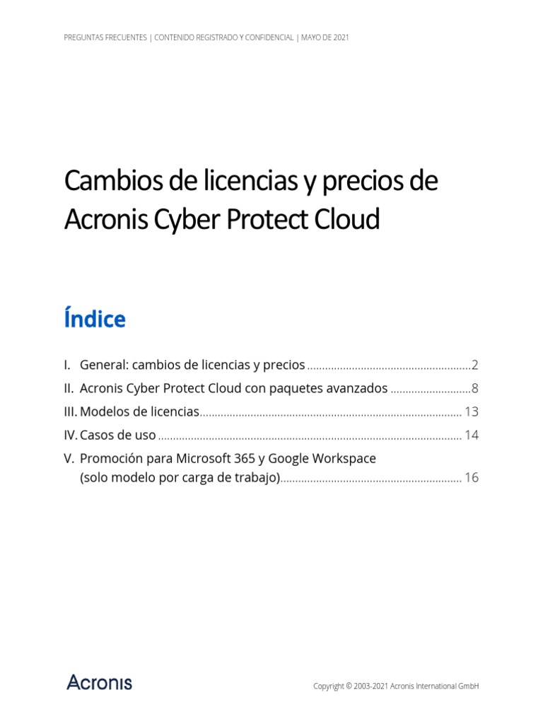 Faq Acronis Cyber Protect Cloud Licensing And Pricing Es Es Pdf
