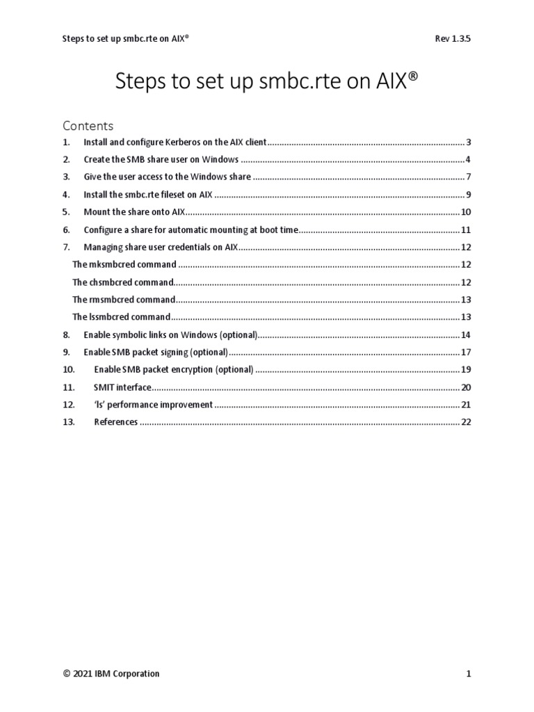 Steps To Set Up SMBC - Rte On AIX®: © 2021 IBM Corporation 1 | Download Free PDF | Group Policy ...