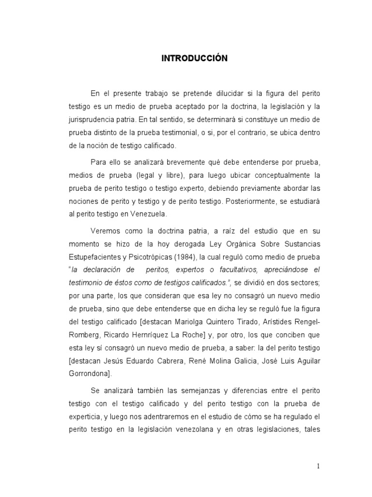 Testigo Perito | PDF | Evidencia (ley) | Procedimiento Civil