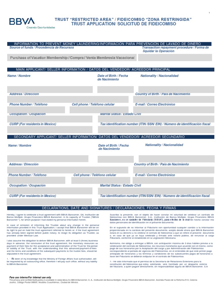 BBVA Trust Account Application | PDF | Bancos | Economias