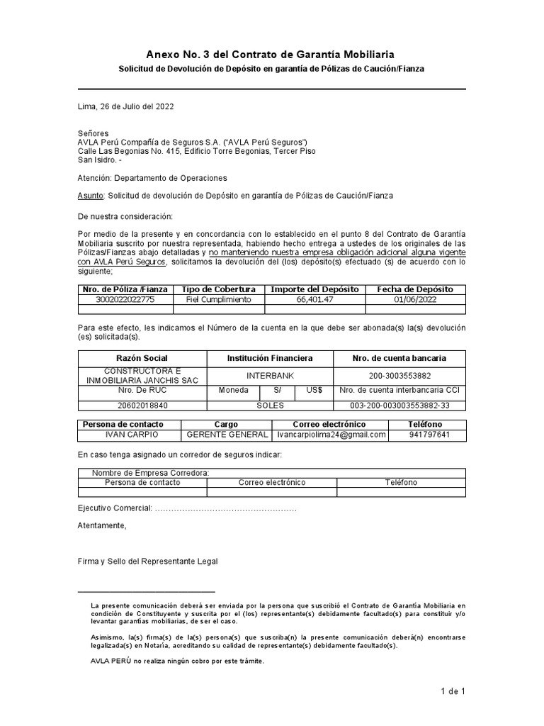 Anexo 3 Devolución | PDF