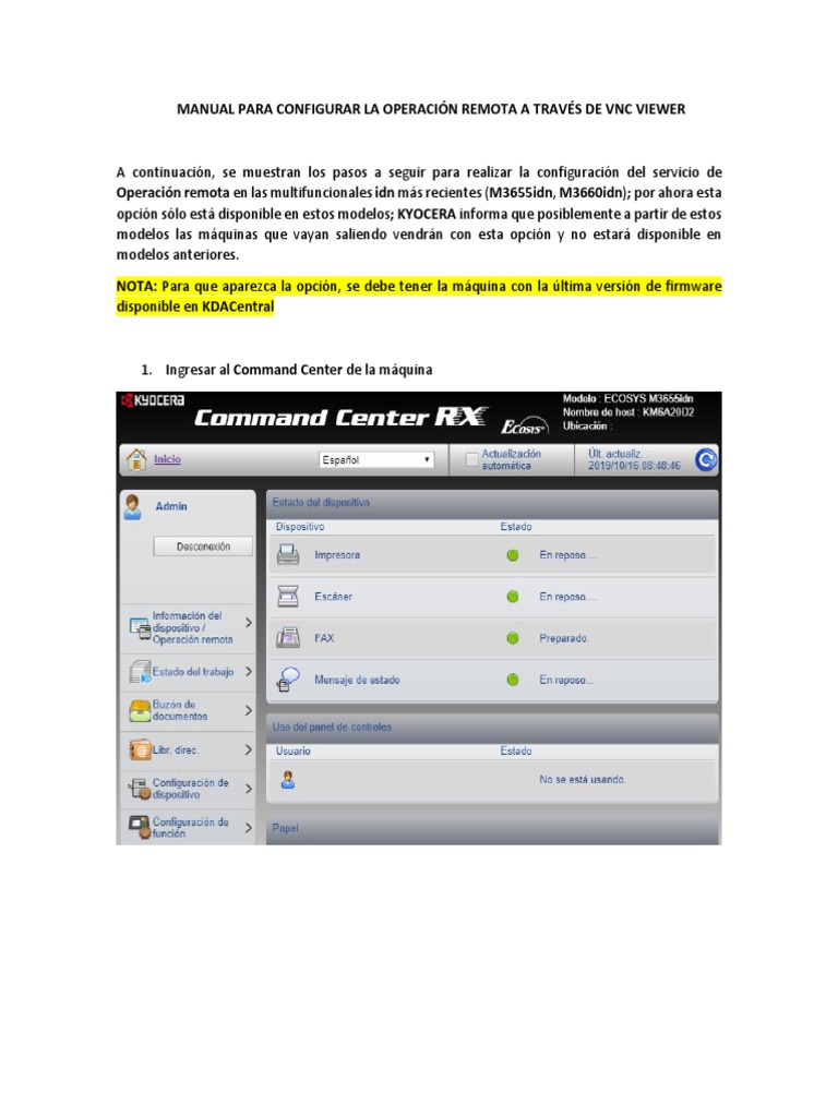 Manual para Configurar La Operación Remota A Través de VNC Viewer | PDF | Redes de computadoras ...