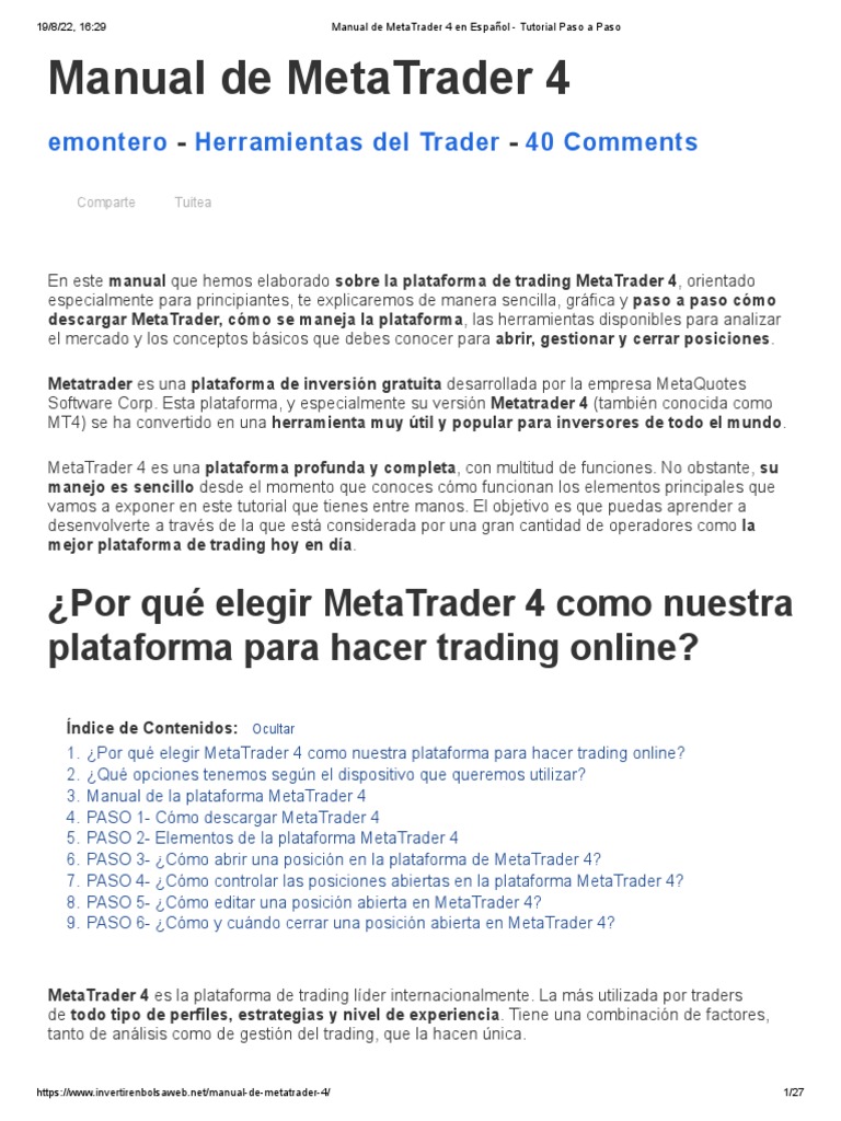 Manual Completo de MetaTrader 4 en Español | PDF | Aplicación movil ...