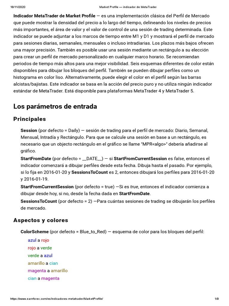 Market Profile - Indicador de MetaTrader | PDF | Color | Rojo