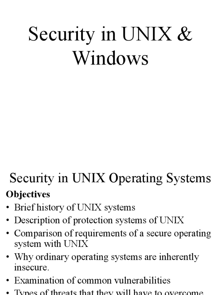 Security in UNIX & Windows | PDF | Kernel (Operating System) | Operating System