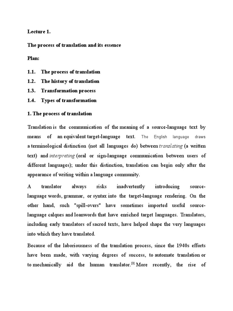 1.the Process of Translation and Its Essence | PDF | Translations ...