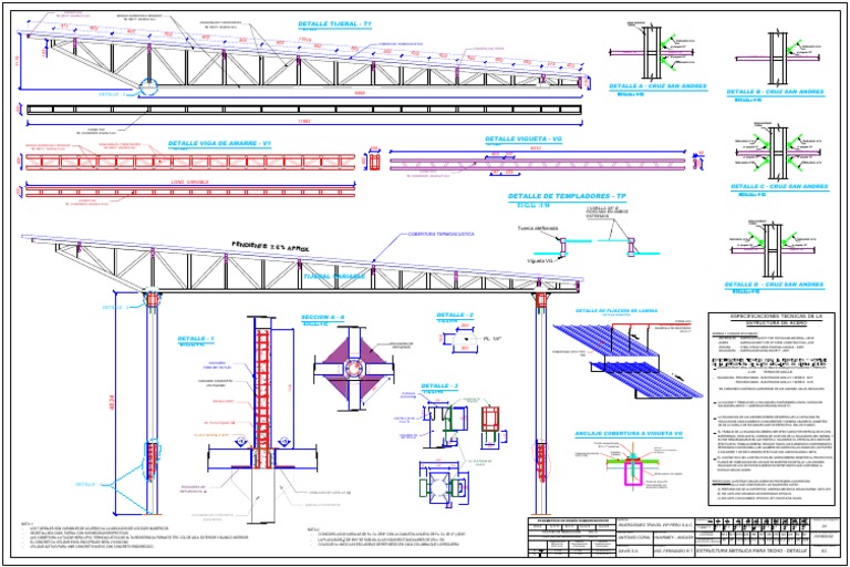 Dibujos De Detalles Estructurales De Techos Planos De Metal