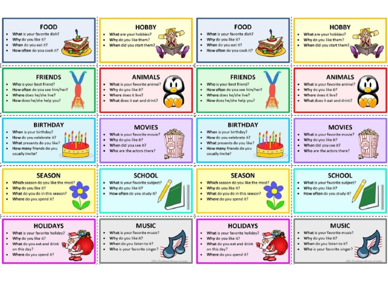 WH - Question Speaking Cards | PDF