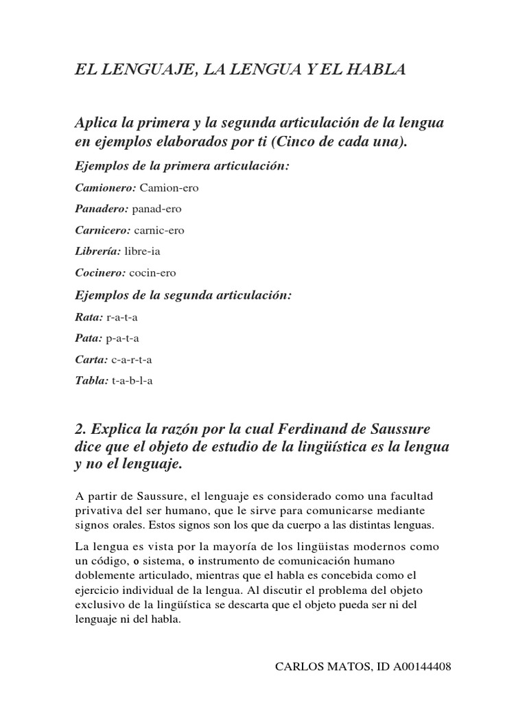 Lengua, lenguaje y habla: conceptos clave | PDF | Habla | Lingüística
