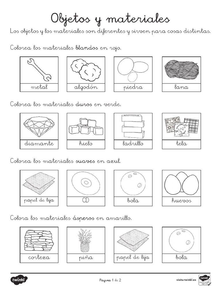 Ficha de Actividad Los Objetos y Los Materiales - Ver - 1 | PDF