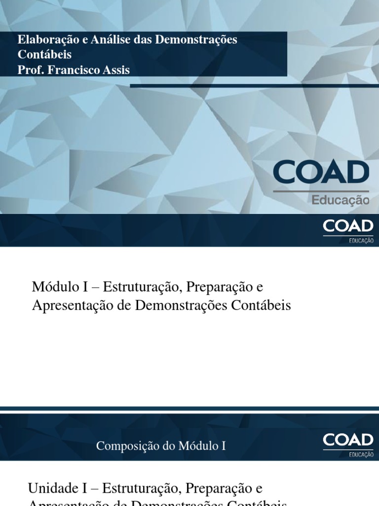 Elaboracao e Analise Das Demonstracoes Contabeis - Modulo 1 | PDF | Contabilidade | Relatório anual