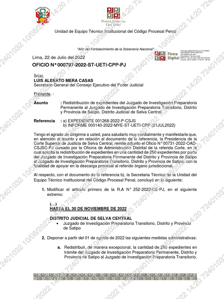 Oficio 000797 2022 ST Ueti CPP | PDF | Ley Pública | Justicia