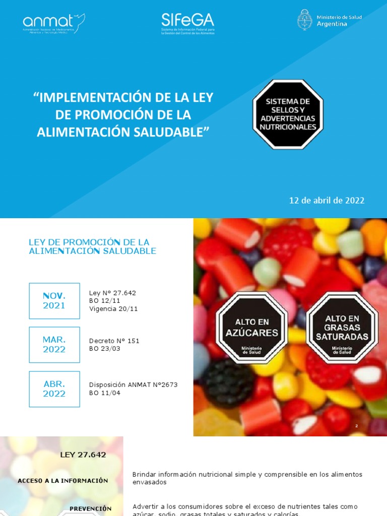 Implementación Ley 27.642 de Alimentación | PDF