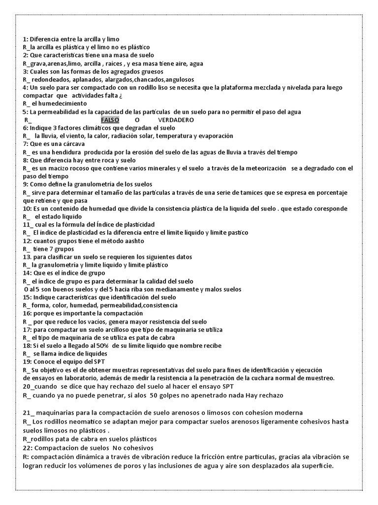 Preguntas de Examen Suelos | PDF