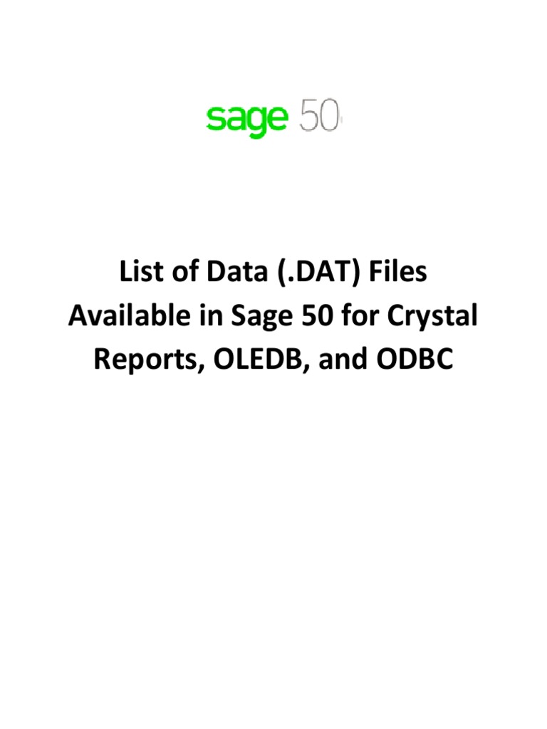 Sage 50 .DAT Files for Reporting | PDF | Debits And Credits | Business