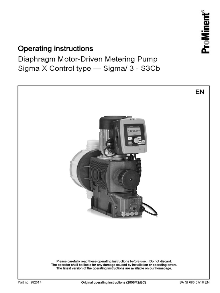 Diaphragm Motor-Driven Metering Pump Sigma X Control Type - Sigma/ 3 ...