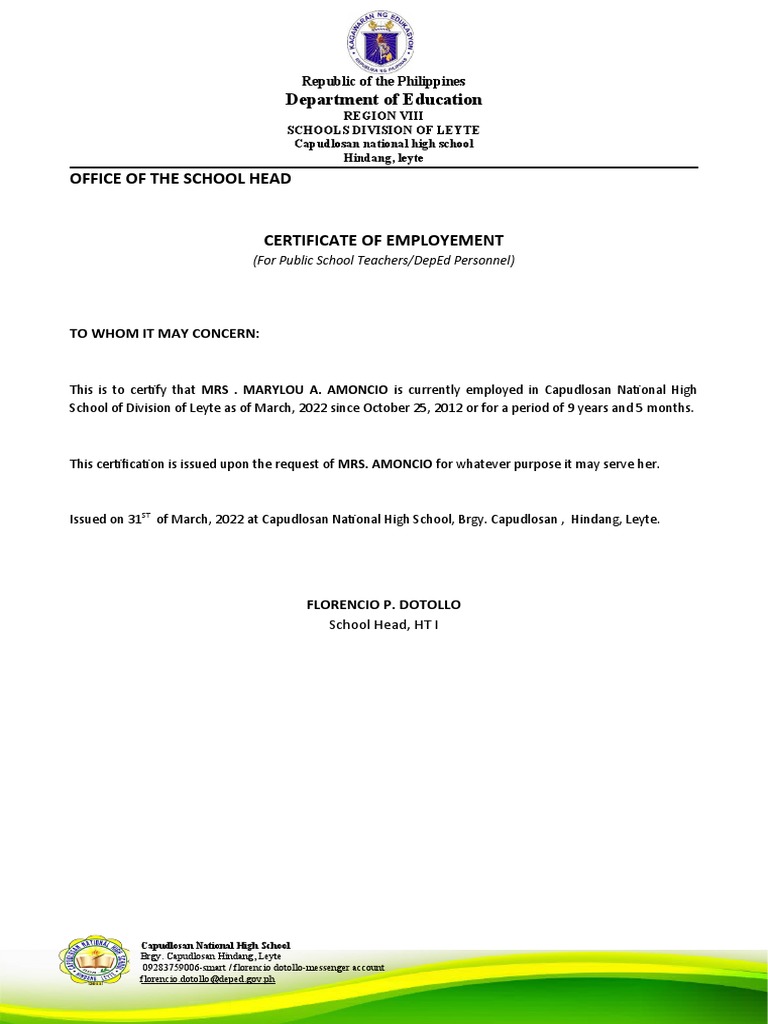 COE Deped Template | PDF | Wellness