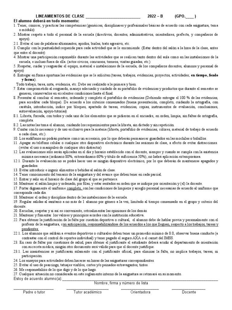 Lineamientos de Clase | PDF