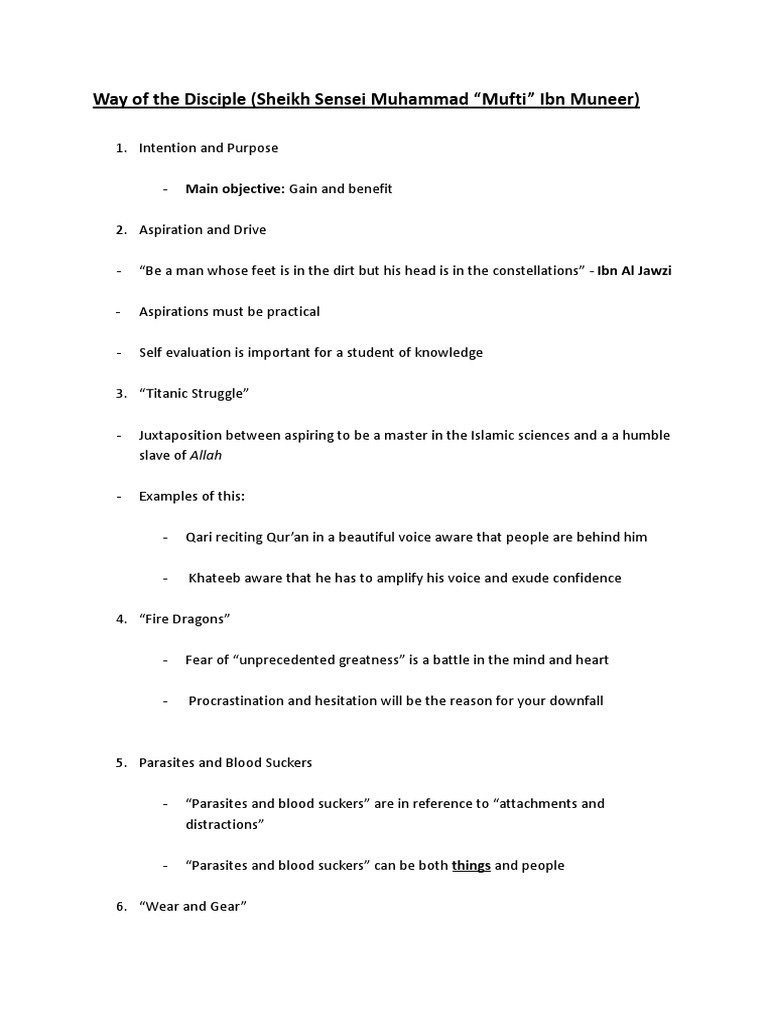 Way of The Disciple (Sheikh Sensei Muhammad "Mufti" Ibn Muneer) | PDF ...
