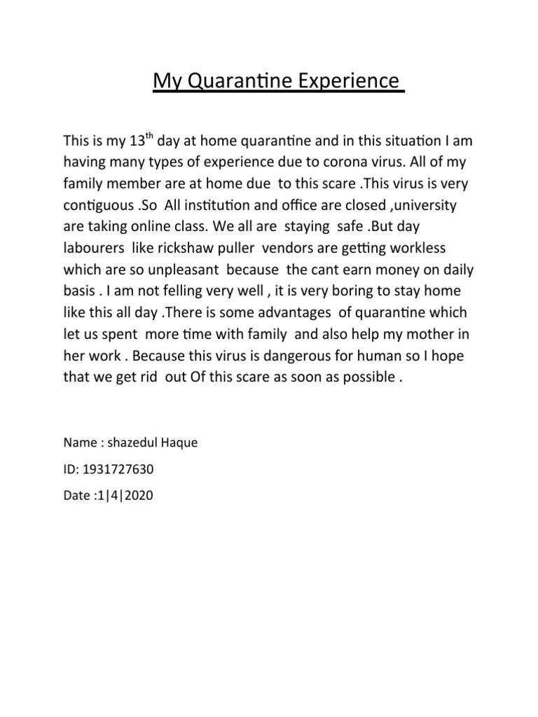 My Quarantine Experience | PDF