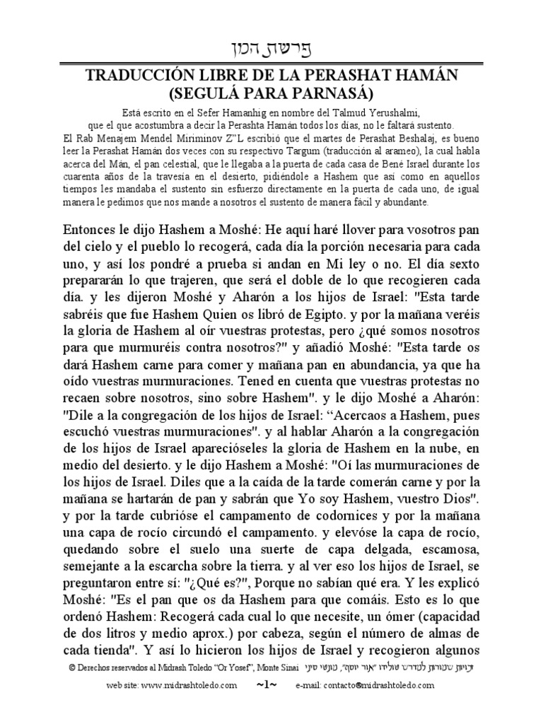 Tefila Parnasa Español | PDF | Shabat | Nombres de Dios en el judaísmo