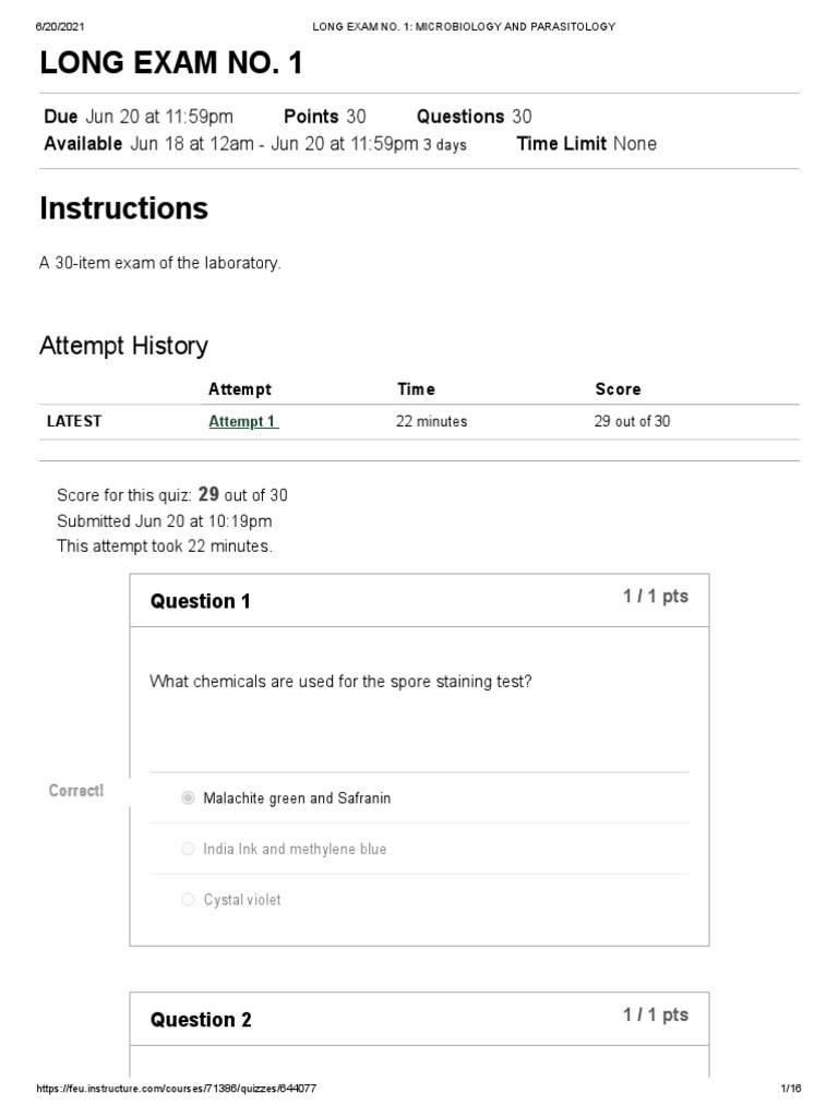 Micropara Long Quiz Exam | PDF | Virus | Bacteria