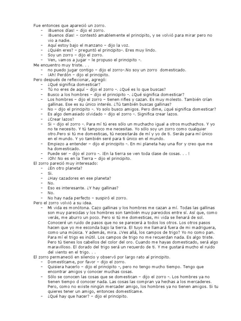 Fue Entonces Que Apareció Un Zorro | PDF | El Principito