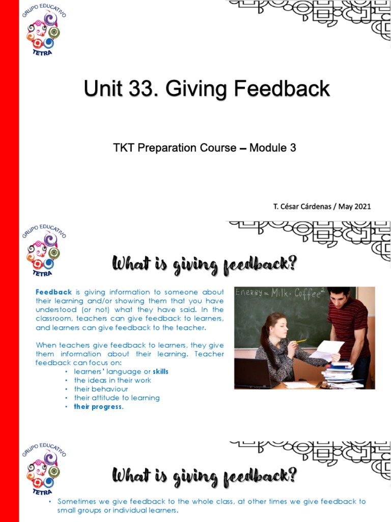 Unit 32. Giving Feedback | PDF | Learning | Teachers