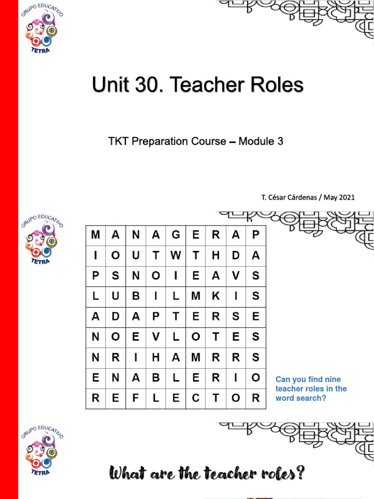 Unit 30. Teacher Roles | PDF | Teachers | Teaching Method