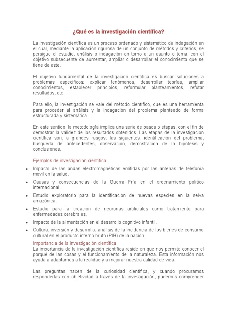 Qué Es La Investigación Científica | PDF | Método científico | Conocimiento