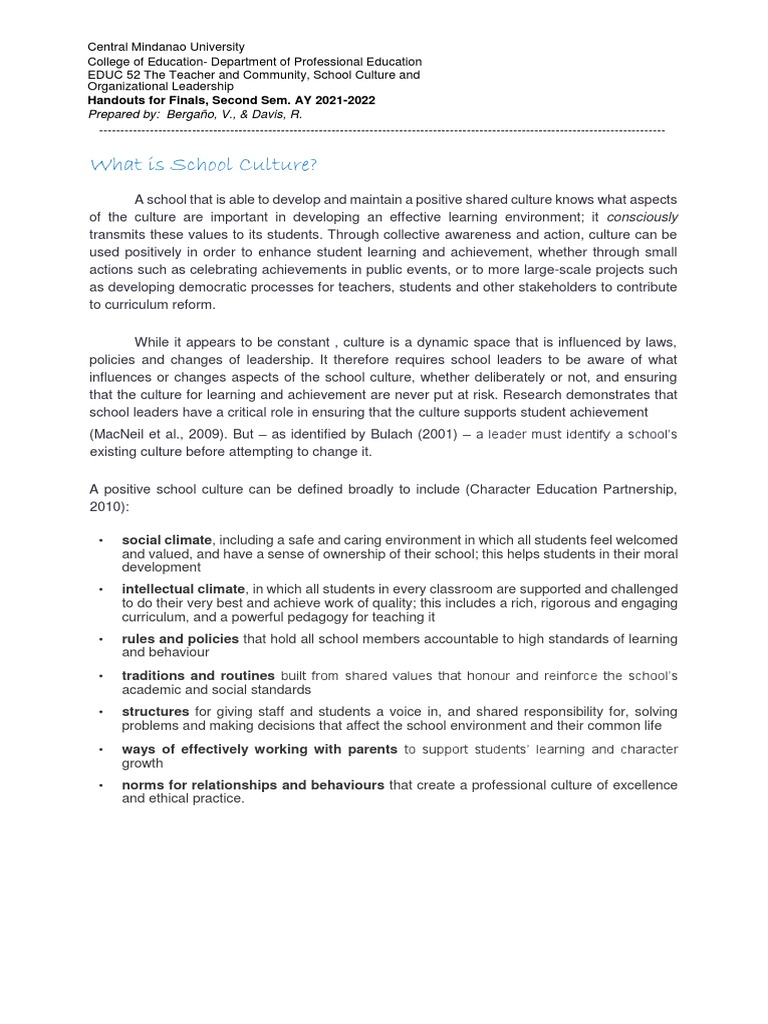 Educ52 Final Handouts | PDF | School Counselor | Teachers