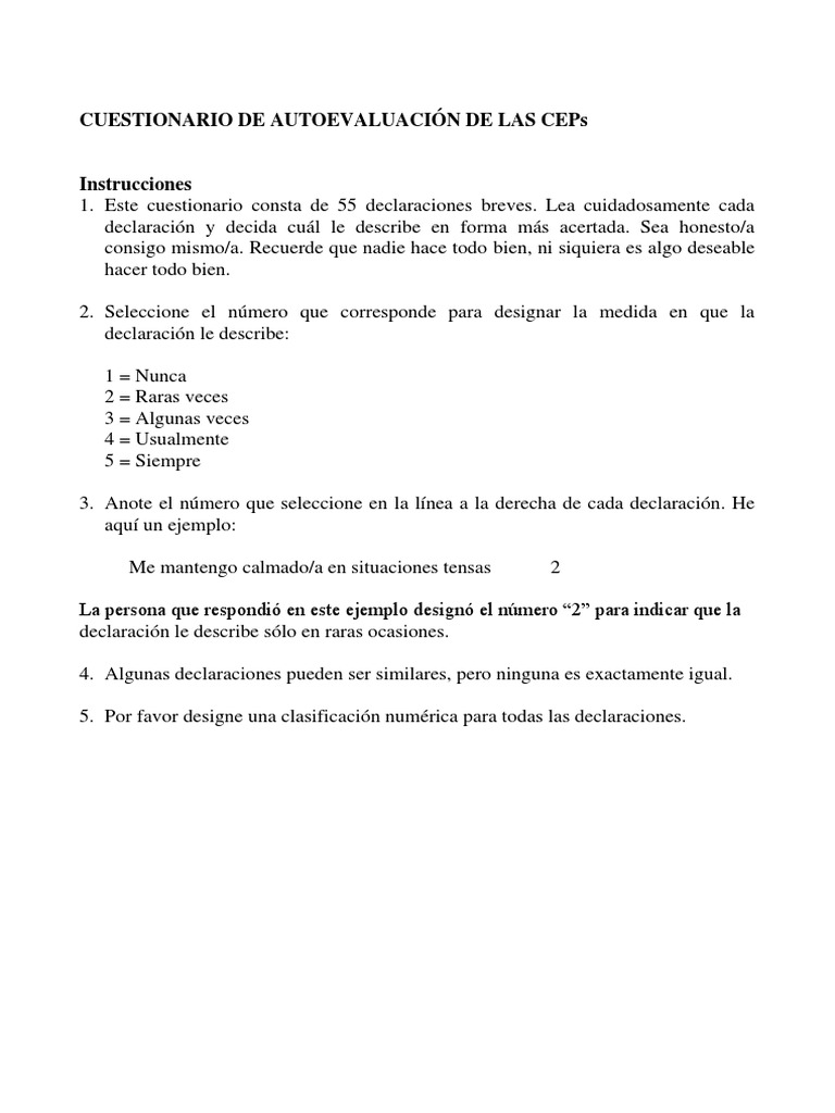 Cuestionariode Autoevaluación CEPs | PDF