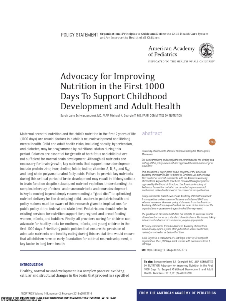 Advocacy For Improving Nutrition in The First 1000 Days | PDF ...